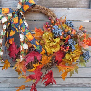 Cornucopia Wreath Cornucopia Door Decor Fall Leaf Berry Cornucopia ...