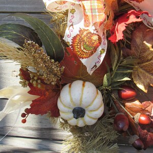 Thanksgiving Wreath Thanksgiving Door Decor Fall Pumpkin Swag Gobble ...