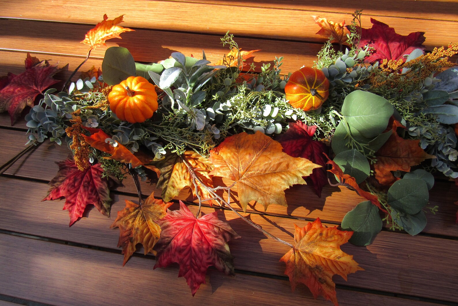 Fall Greenery Garland Fall Leaf Table Decor Eucalyptus Pumpkin | Etsy