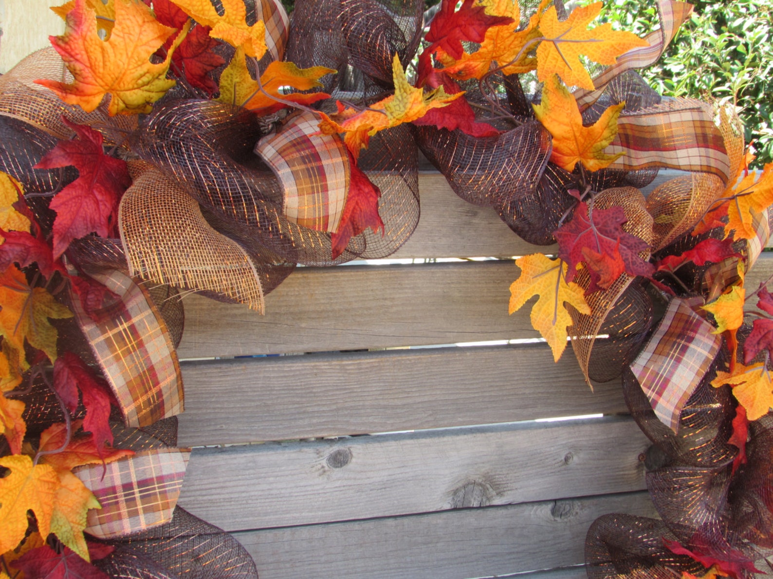 Fall Garland Fall Leaf Garland Fall Deco Mesh Garland Fall | Etsy