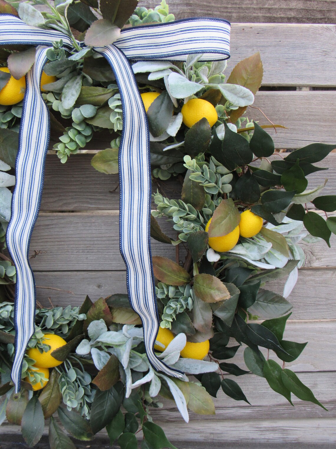 Lemon Greenery Wreath Lemon Eucalyptus Door Decor Spring Lemon Wreath ...