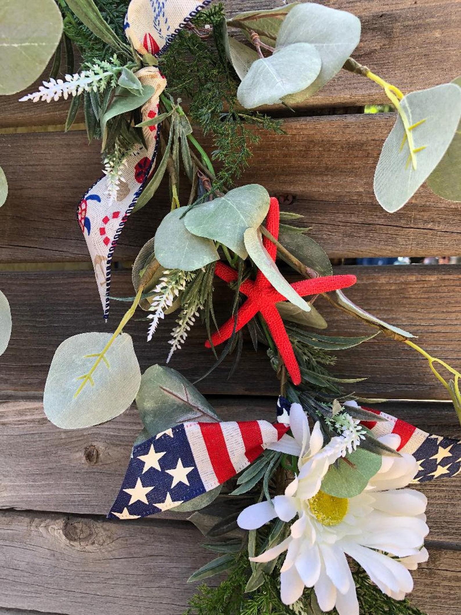 4th of July Garland July 4th Greenery Summer Starfish Garland Fourth ...