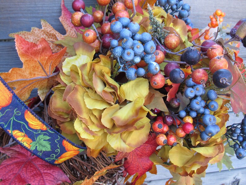 Cornucopia Wreath Cornucopia Door Decor Fall Leaf Berry | Etsy
