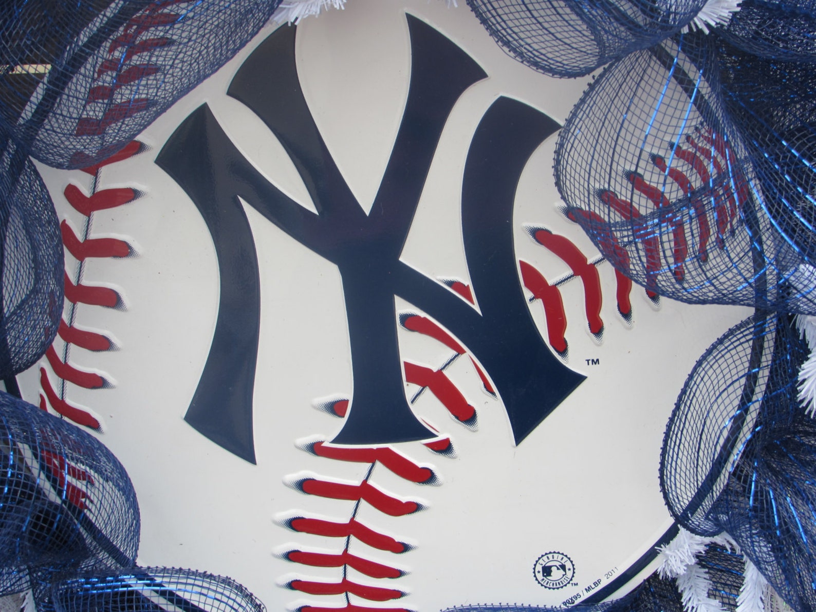 New York Yankees Wreath New York Mesh Wreath Yankees Wreath - Etsy