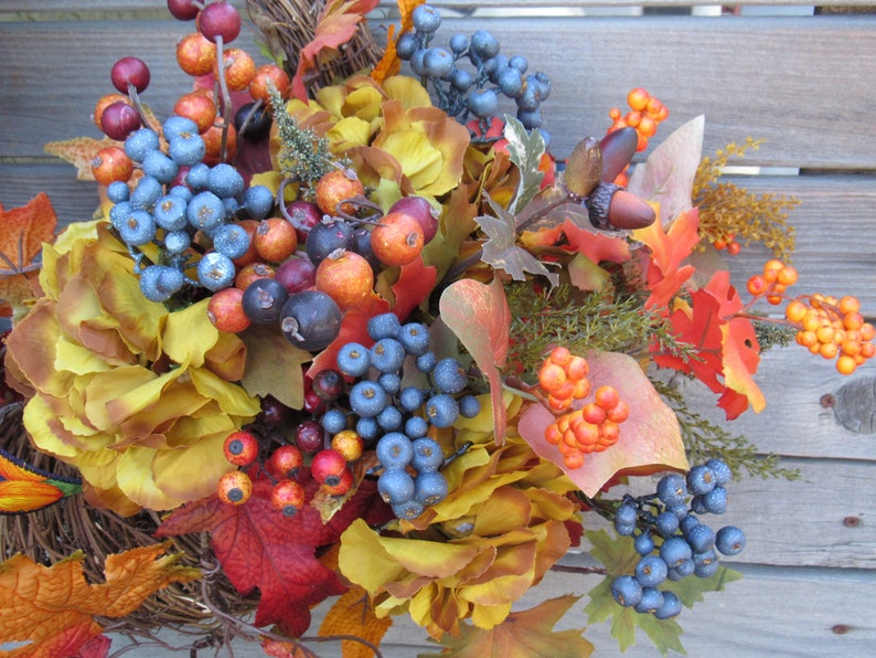 Cornucopia Wreath Cornucopia Door Decor Fall Leaf Berry - Etsy
