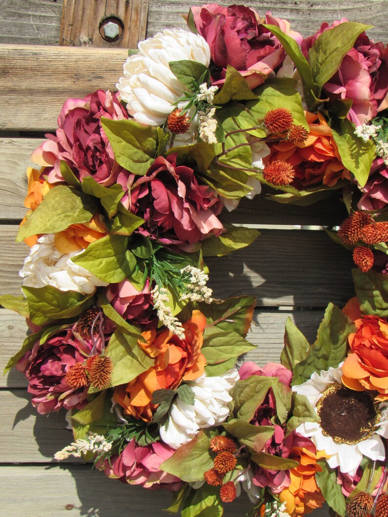Fall Peony Wreath Fall Mum Door Decor Fall Sunflower Door - Etsy