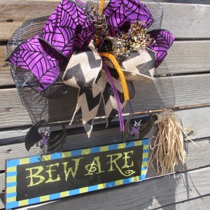 Halloween Door Decor Beware Door Decor Spider Web Door Decor - Etsy