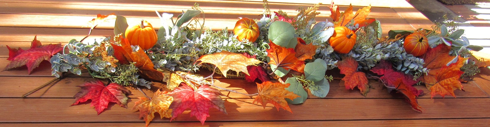 Fall Greenery Garland Fall Leaf Table Decor Eucalyptus Pumpkin | Etsy
