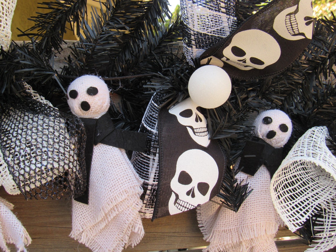 Halloween Garland Ghost Garland Ghost Mantel Swag Skull - Etsy