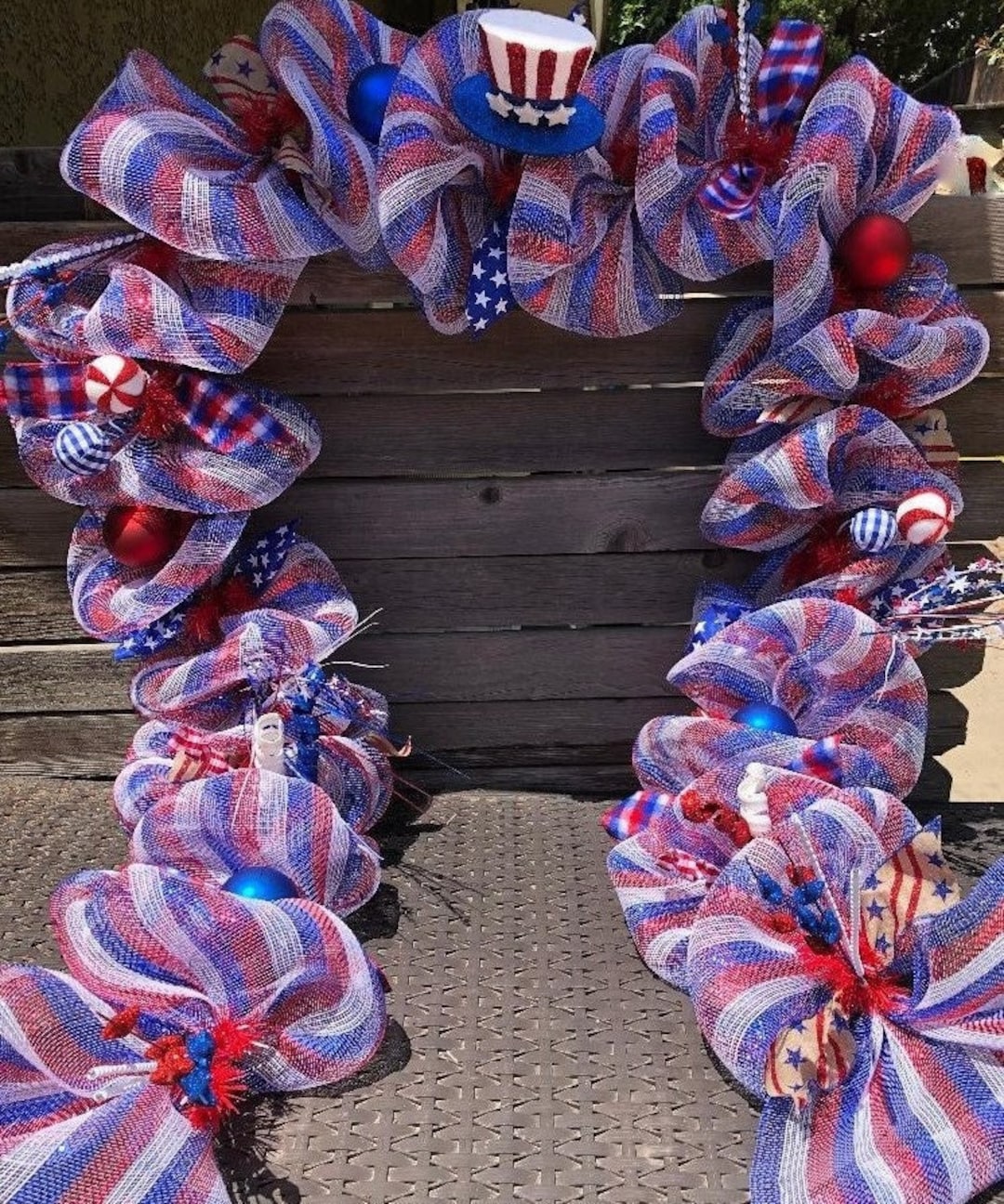 4th of July Garland Red White Blue Mesh Garland 4th of July Door Decor ...