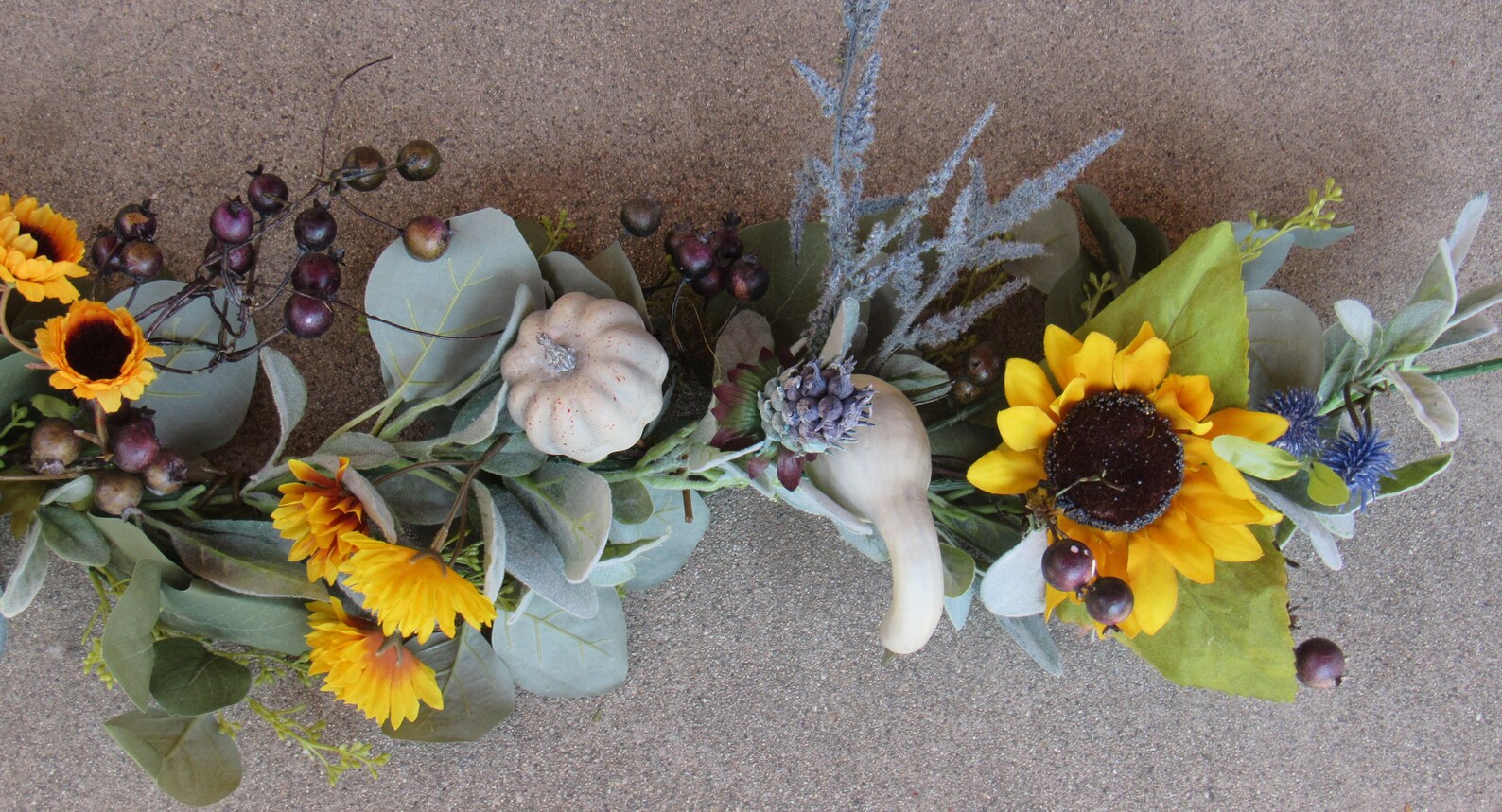Fall Sunflower Garland Pumpkin Gourd Greenery Swag Fall - Etsy