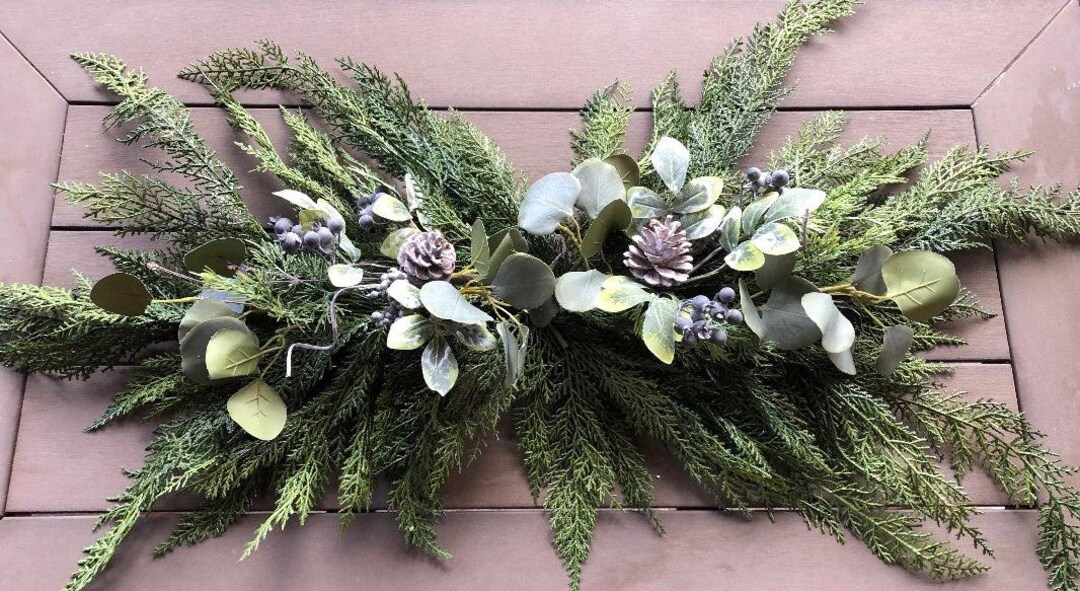 Winter Pine Table Decor Winter Blueberry Centerpiece Winter Greenery ...