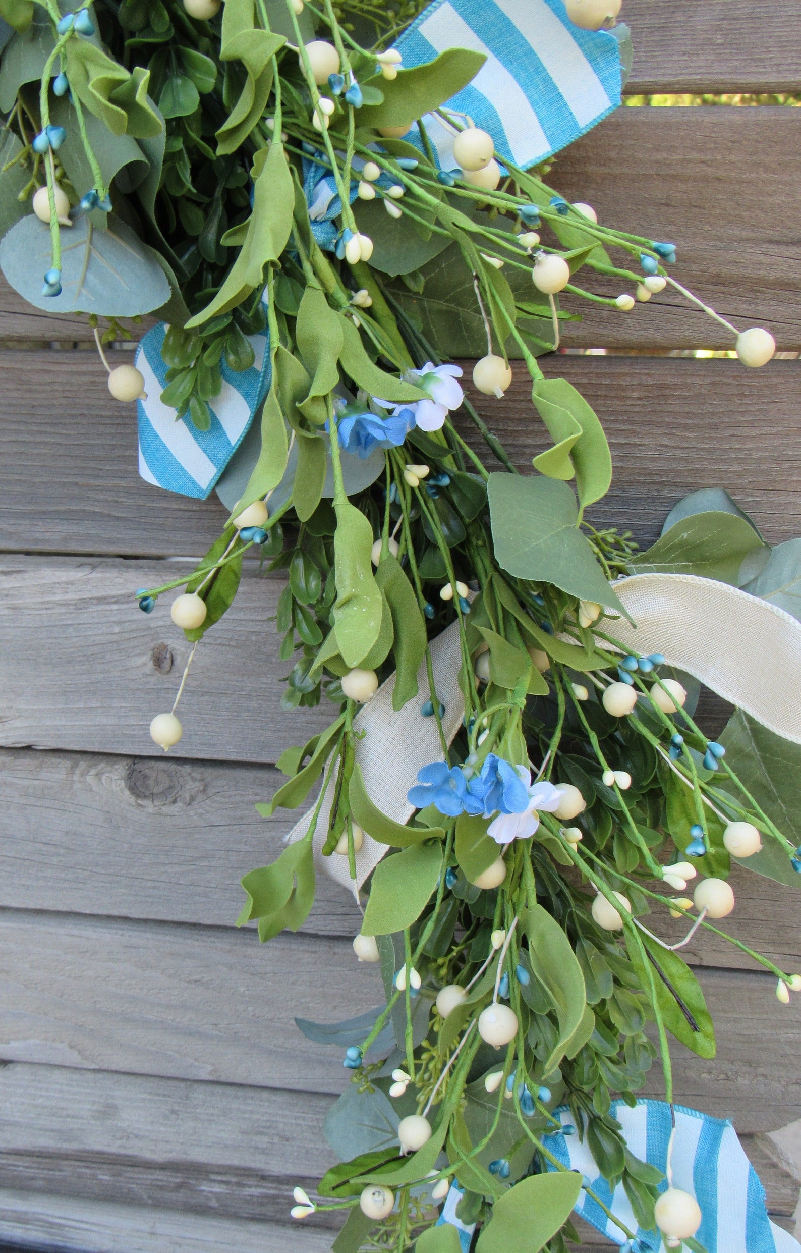 Spring Flower Garland Blue White Flower Swag Easter Mantel - Etsy