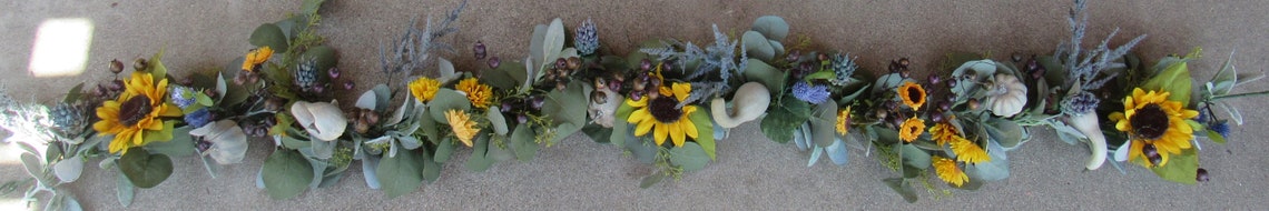 Fall Sunflower Garland Pumpkin Gourd Greenery Swag Fall - Etsy
