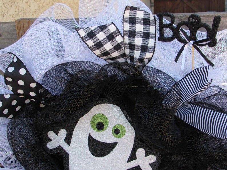 24 Halloween Wreath Halloween Deco Mesh Wreath Ghost - Etsy