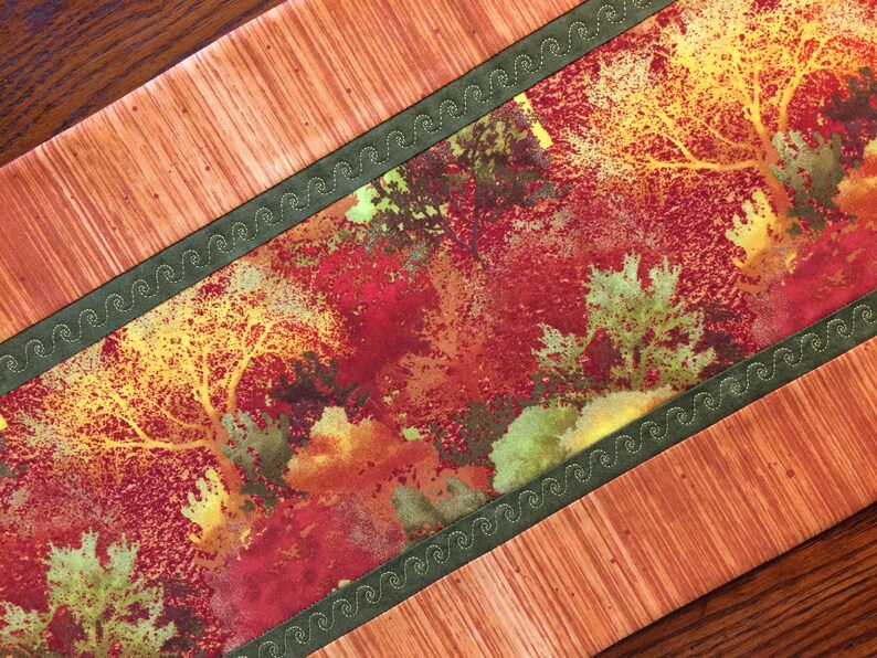 Autumn Trees Table Runner Autumn Fall Fall Colors Metallic | Etsy