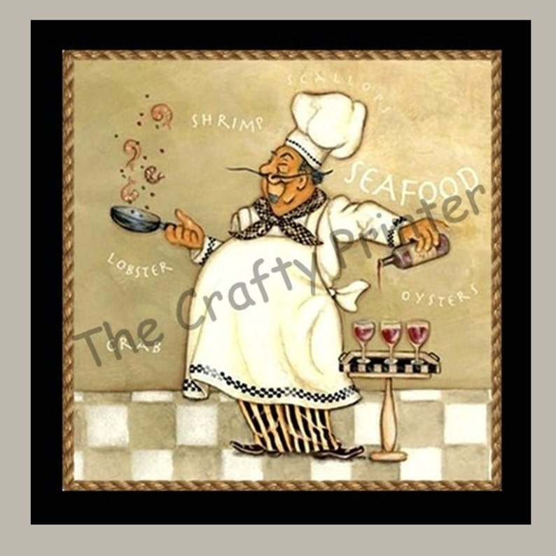 SET of FIVE MAGNETS Fat Chef Kitchen Decor- Each Magnet is 3.5" X 3.5 ...