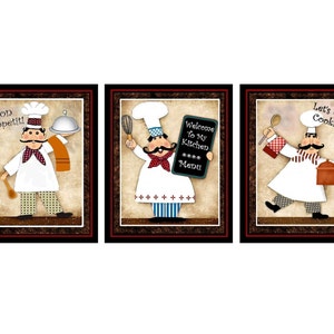 SET of THREE CHEF Plaques 6" X 5" Size - Whimsical Designs for the Chef ...