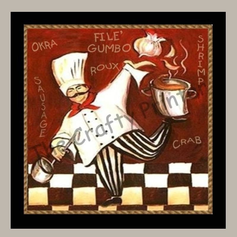 SET of FIVE - LARGER 8" X 8" Fat Chef Wall Plaques - Sawtooth Hanger ...