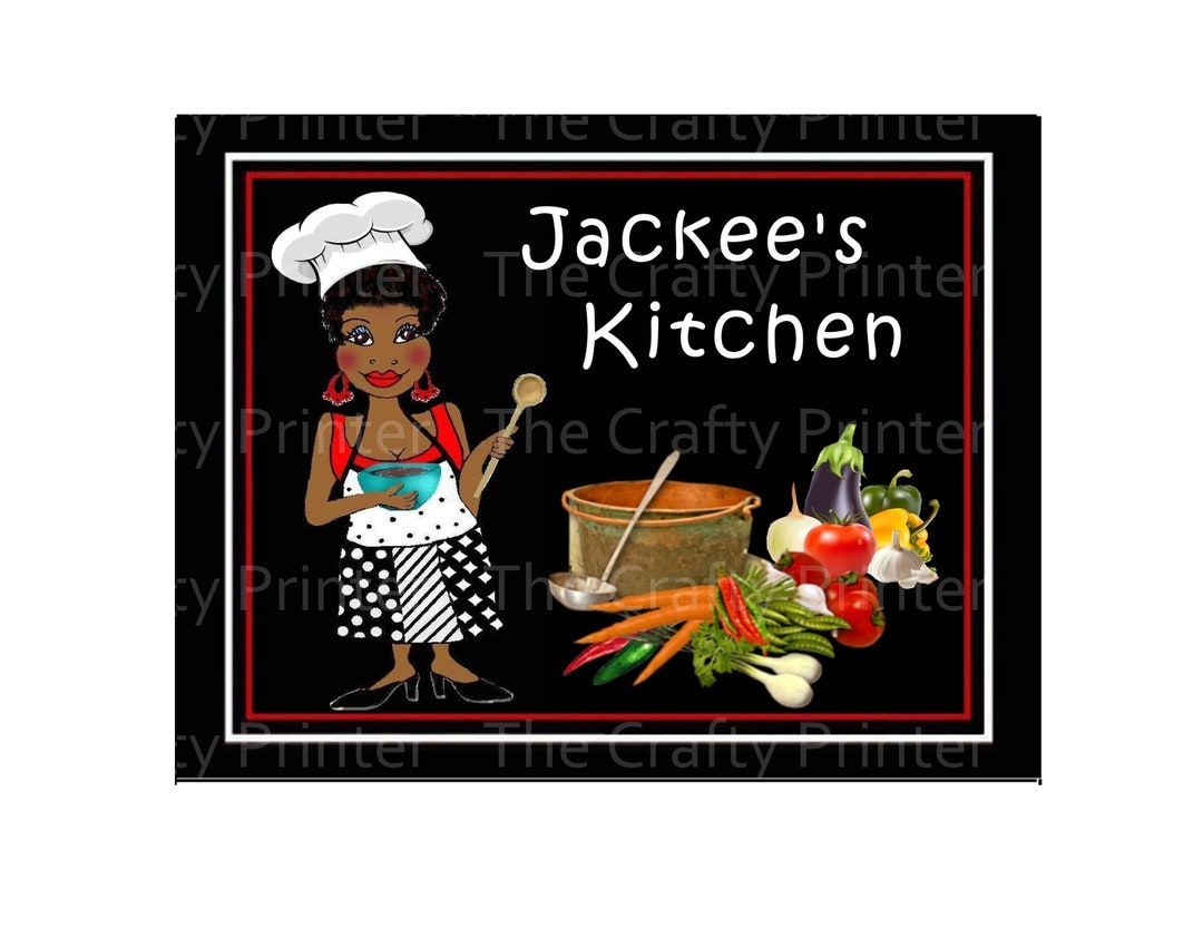 YOUR NAME MAGNET Female Lady Chef African American - Personalized Name ...