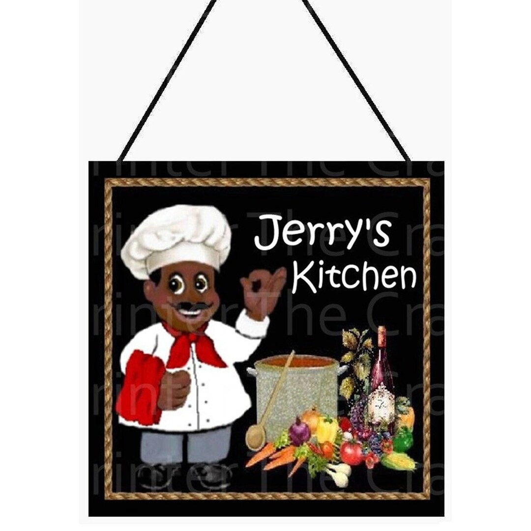 YOUR NAME 9"x8" CHEF Wooden Plaques - Male Chef or Female Chef - Afro ...