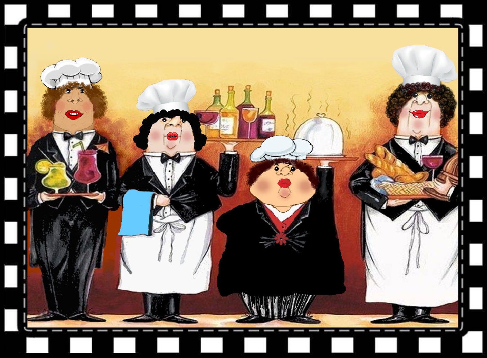 FOUR SNOOTY CHEFS 8"x12" Wooden Wall Sign - Two Designs - Male or ...