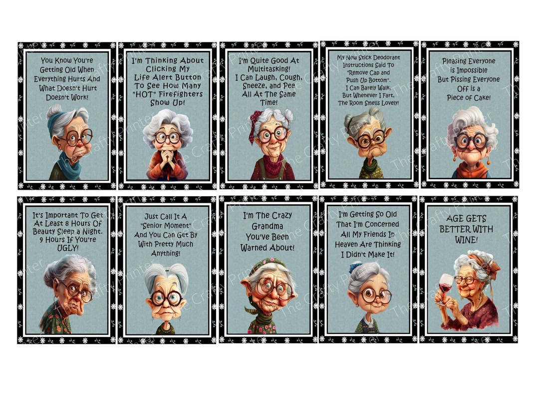 SET of 10 OLD LADY Magnets - Comical, Cute & Humorous - Each Magnet is ...