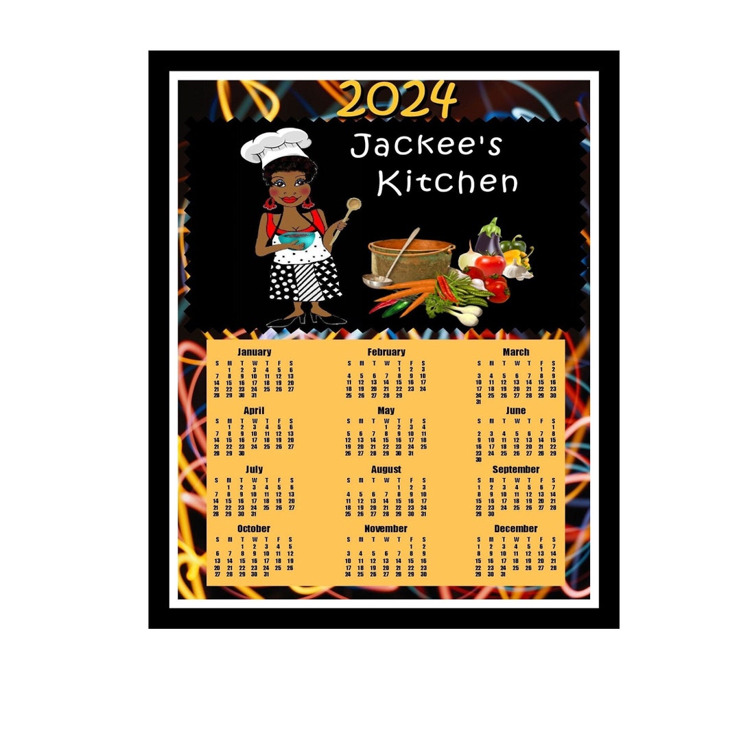 2024 PERSONALIZED CALENDAR MAGNET African American Lady Chef Your Name ...