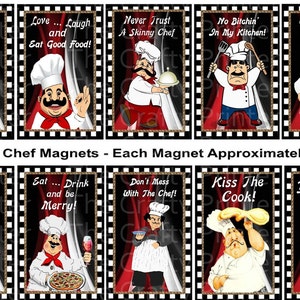 African American & White CHEF MAGNETS - SET of 10 - Cute and Humorous ...