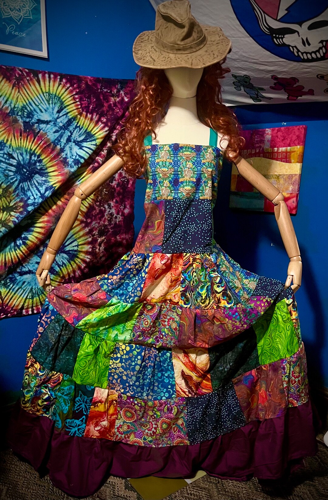 Classic Hippie Apron Dress Batik Mix Patchwork Festival - Etsy