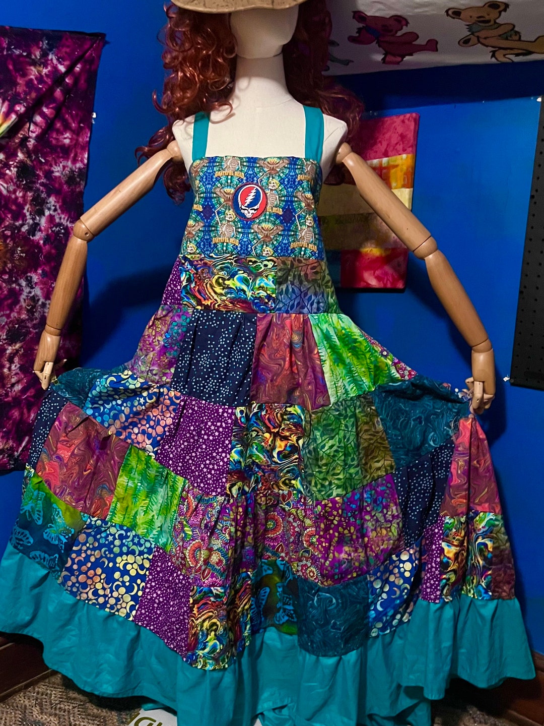 Classic Hippie Apron Dress Batik Mix Patchwork Festival - Etsy