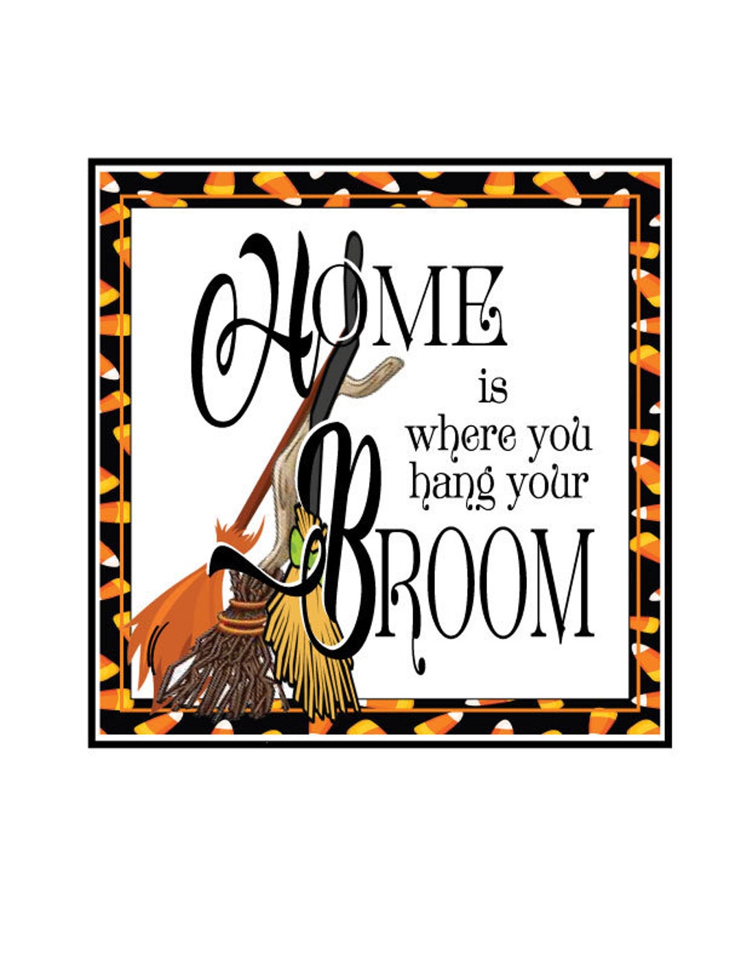 Home is Where You Hang Broom Sign, Halloween Broom Sign, Witch Broom ...