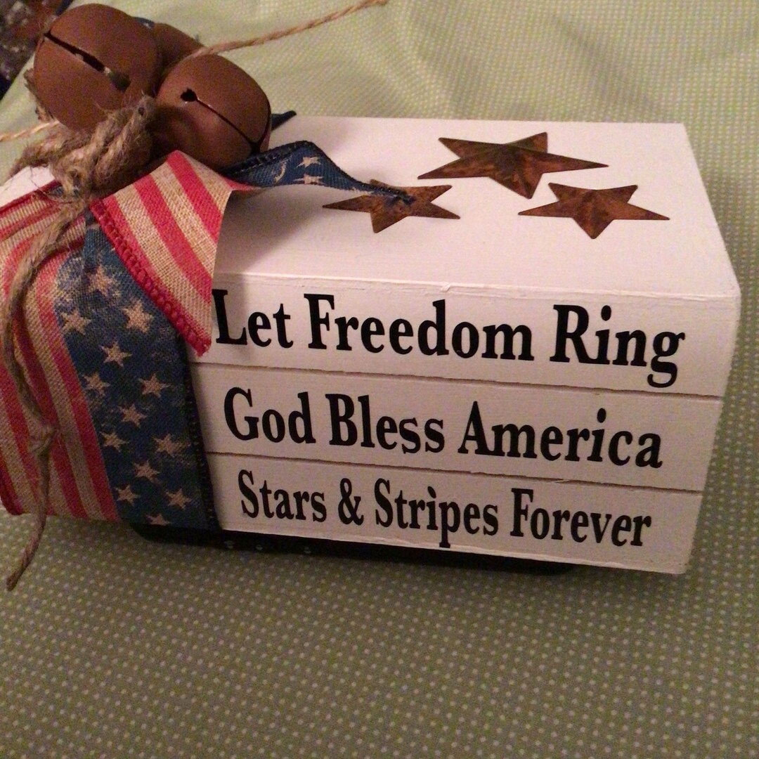 Stacked 4th of July Book Blocks, Americana Stacked Books, Summer ...