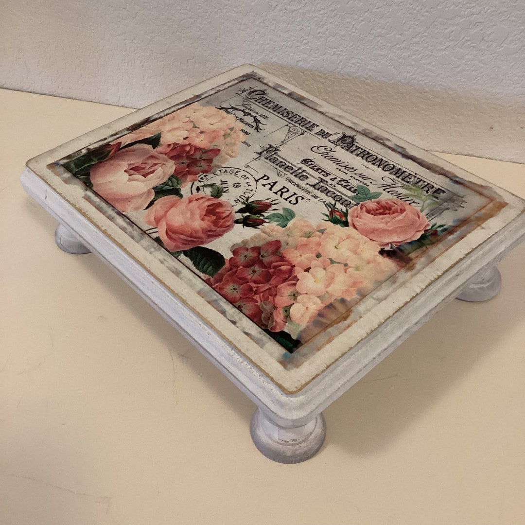 Wooden Paris Roses Vintage Look Display Decor, Shabby Chic Table Caddy ...