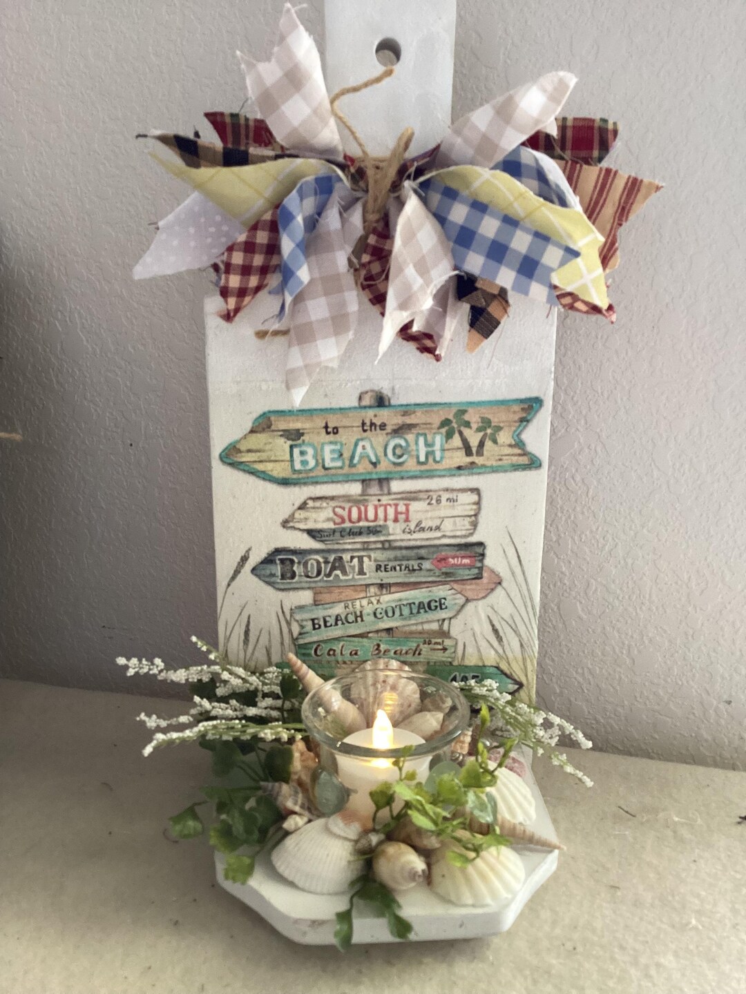 Beach Cutting Board Breadboard Sconce Sign, Sea Shells Sconce, Seaside ...