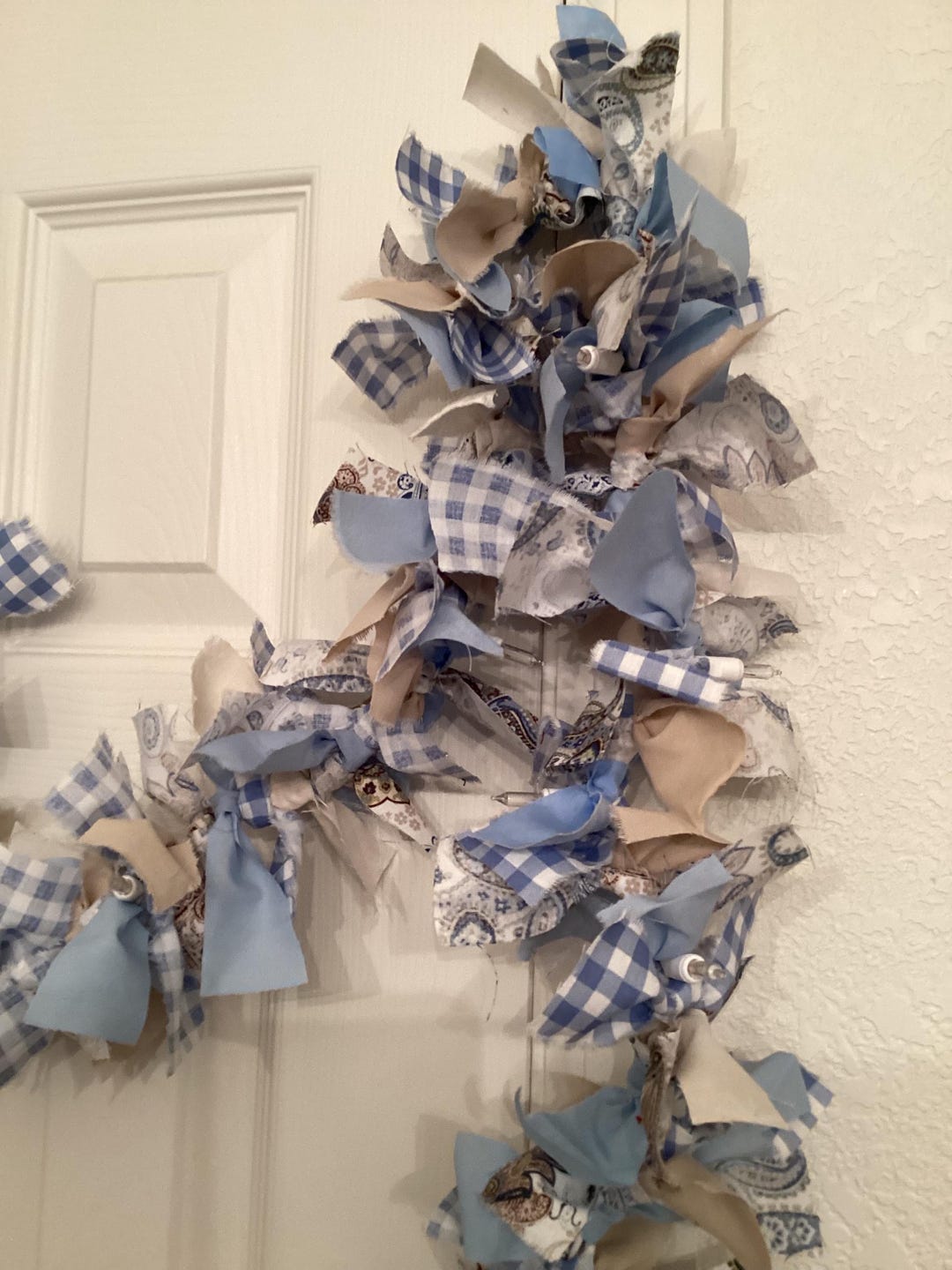 10 Garland, Lighted Blue/tan/gray/checked Rag 10 Garland, 50 Lights ...
