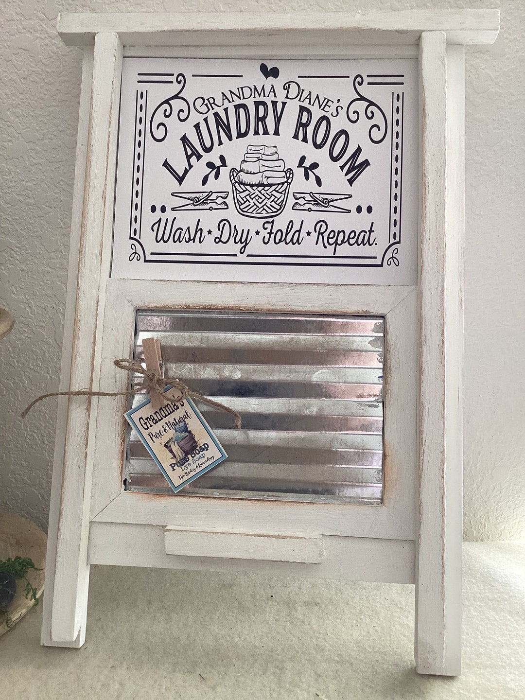 Personalized Handmade Washboard, White Wood Washboard, Medium Laundry ...