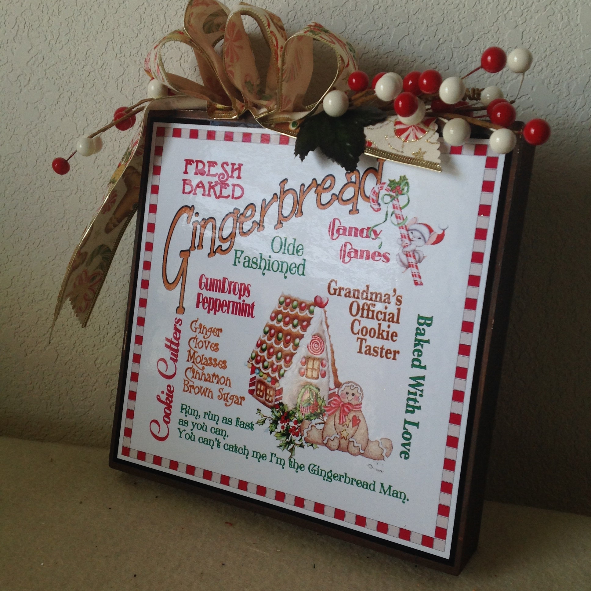 Gingerbread Sign Christmas Sign Gingerbread Words Holiday | Etsy