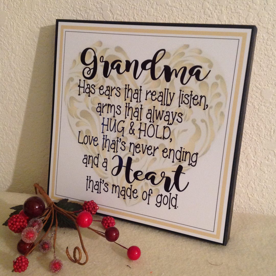 Grandma Gold Heart Sign Grammie Sign Mimi Grannie Granny - Etsy