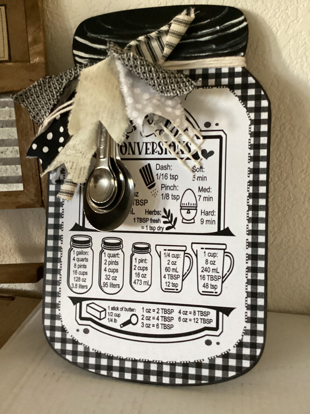 Kitchen Measurments Wood Sign, Lg Wood Mason Jar Sign, Country Kitchen ...