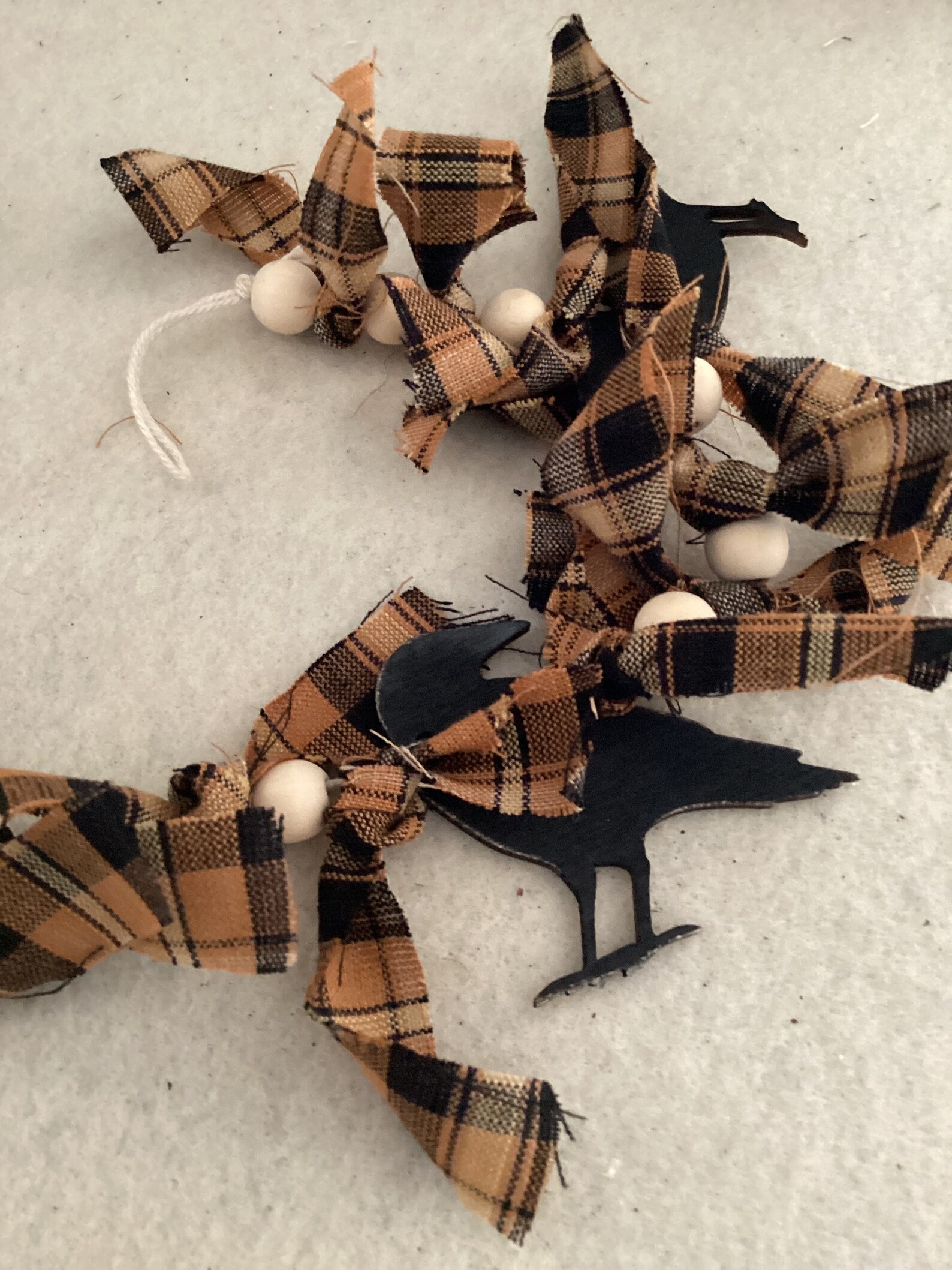 Crow Garland, Wooden Rustic Crow Garland, Primitive Homespun Black Crow ...