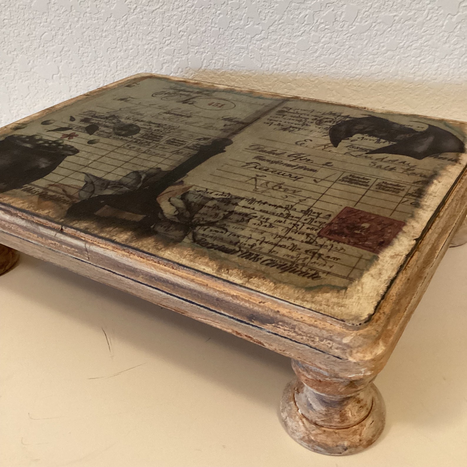Wooden Riser: Paris Roses Vintage Look Display Decor, Shabby Chic Table ...