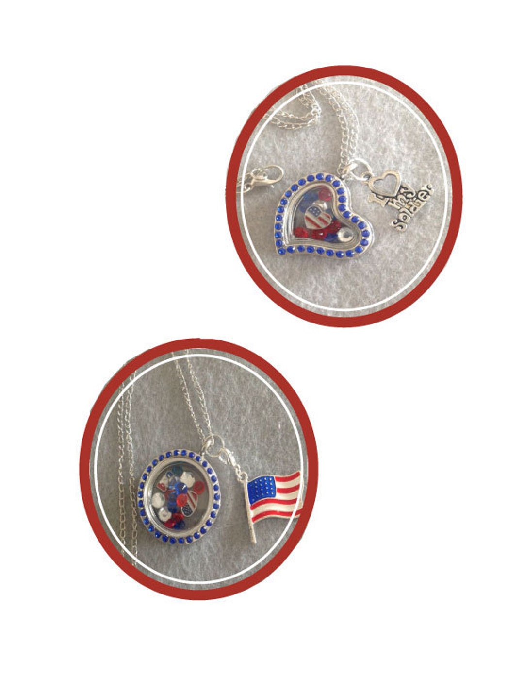Floating Americina Memory Locket, Flag/heart Memory Locket, 4th of July ...