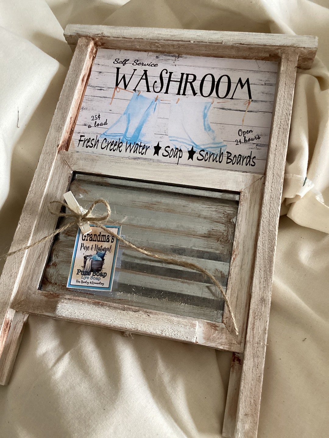 Small White Antiqued Washboard, Small Laundry Room Washboard, Shabby ...