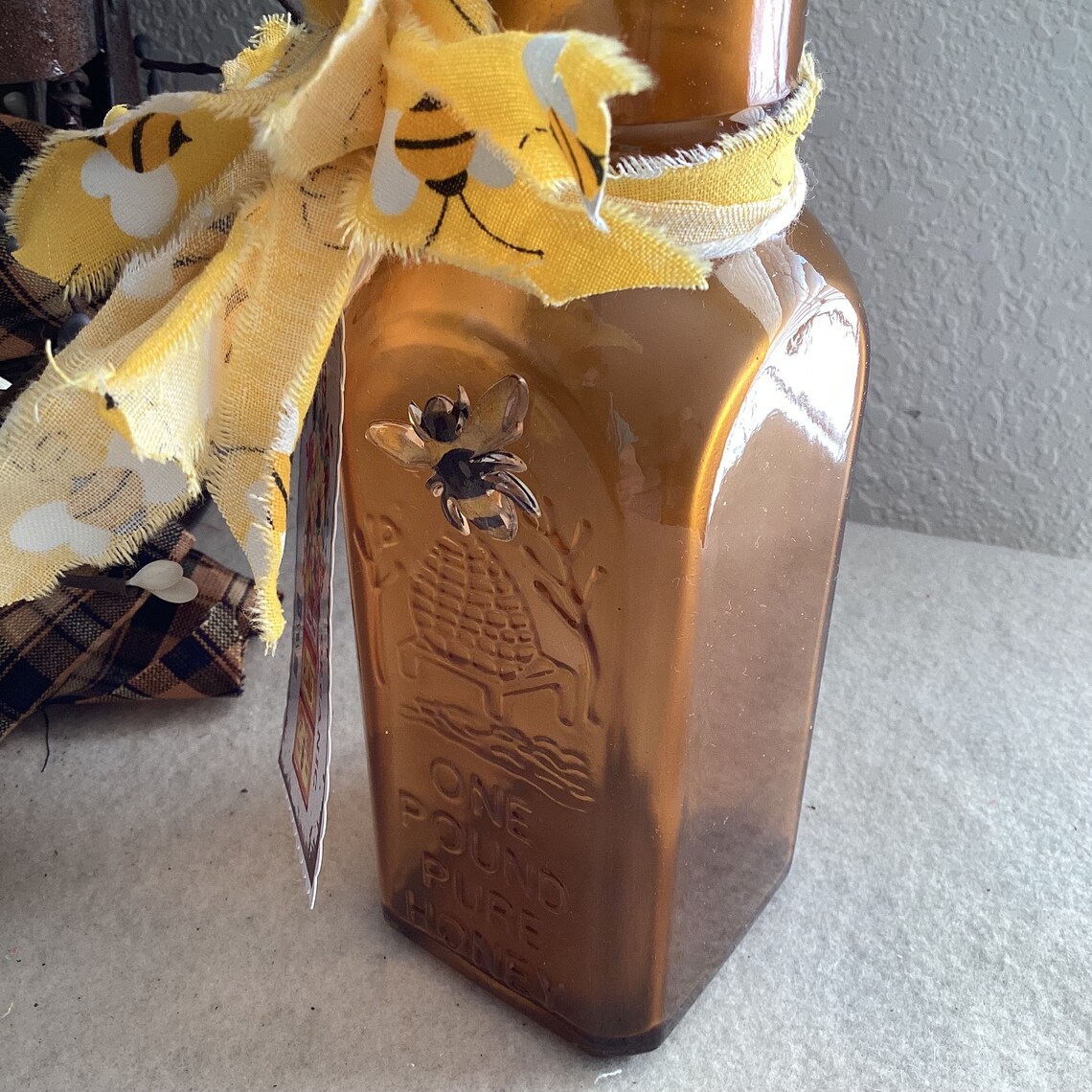 Bee Honey Amber Muth Jar, Country Kitchen Fake Pure Honey Muth Jar, One ...