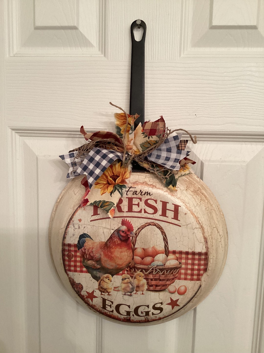 Frying Pan Decor, Hand Crafted Fresh Eggs Frying Pan, Life is Better ...