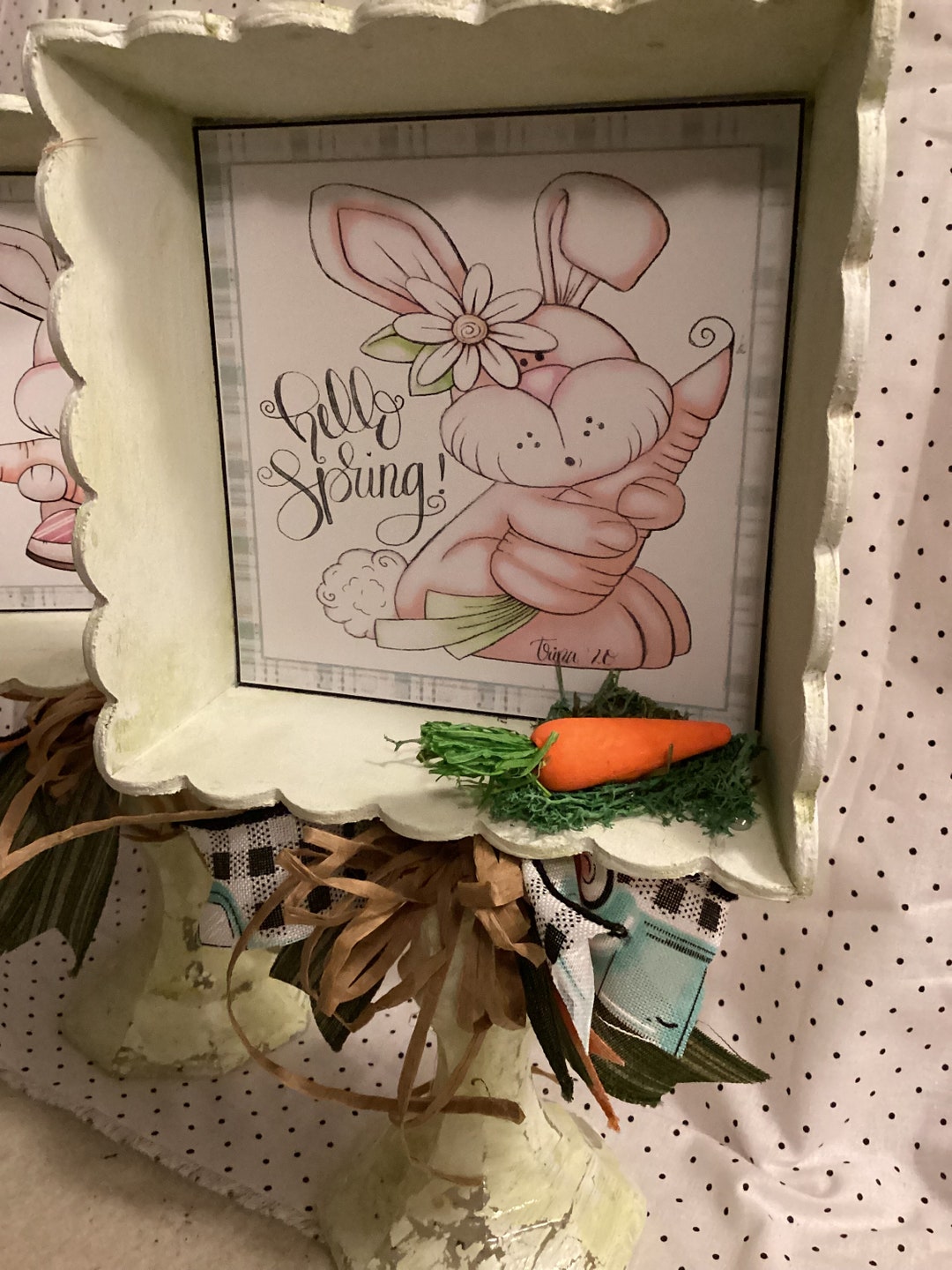Easter Bunny Decor, Wood Tray Bunny Sign, Hello Spring Sign, Free ...