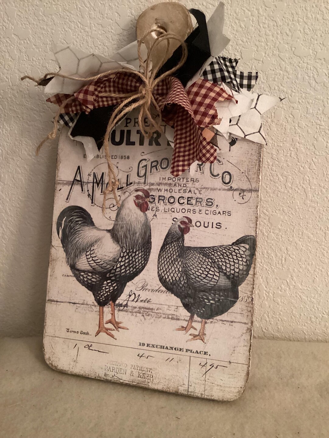 Breadboard Chicken Handmade Sign, Heavy Wood Breadboard Kitchen Sign ...