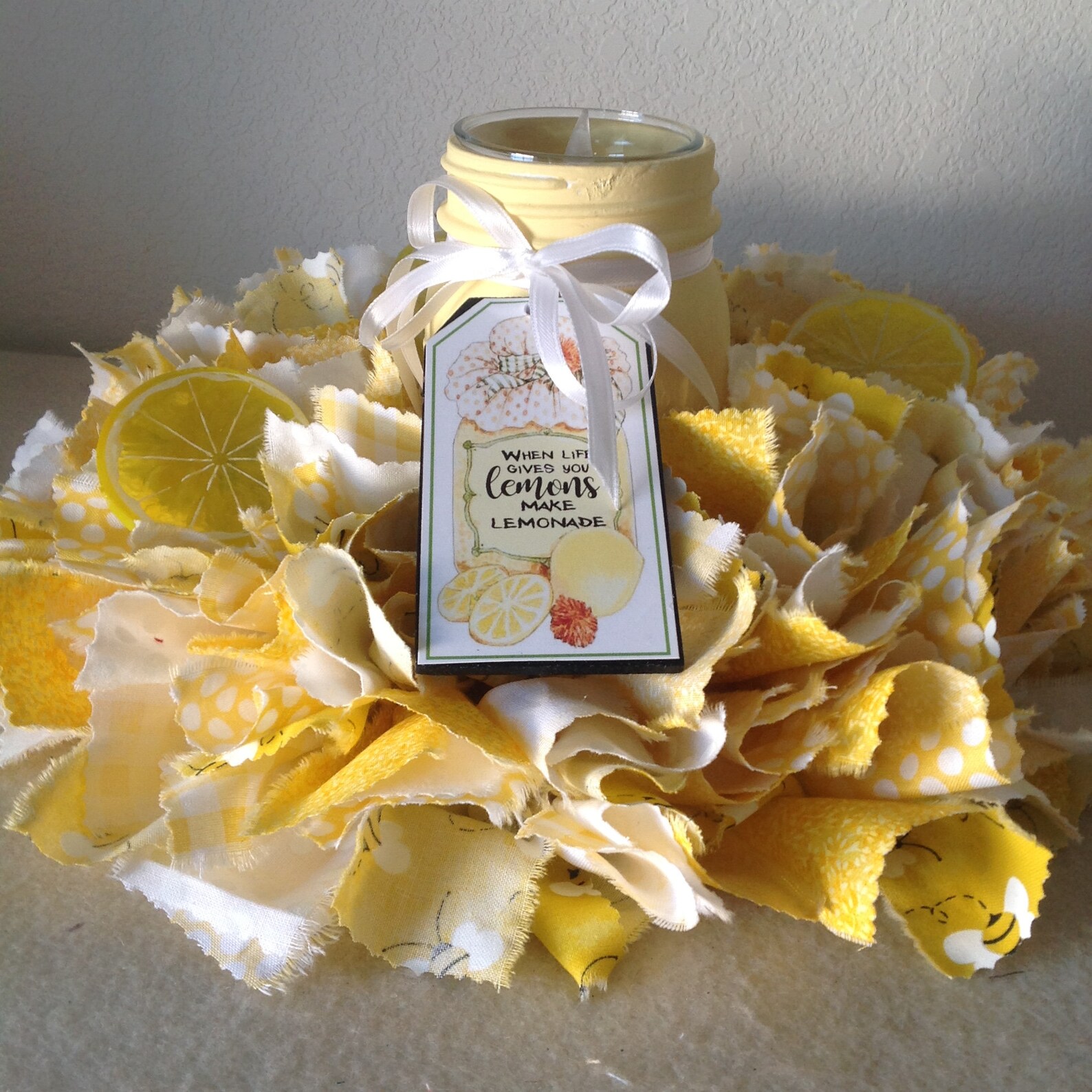 12 Calico Heart Rag Wreath Votive Home is Where Heart is | Etsy