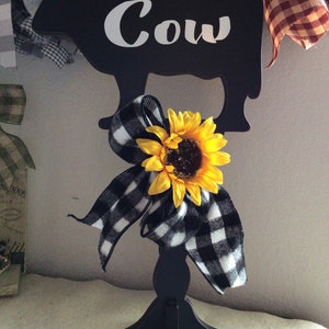 Cow Chalkboard Sign, Buffalo Check Kitchen Cow Sign, Buffalo Checked ...